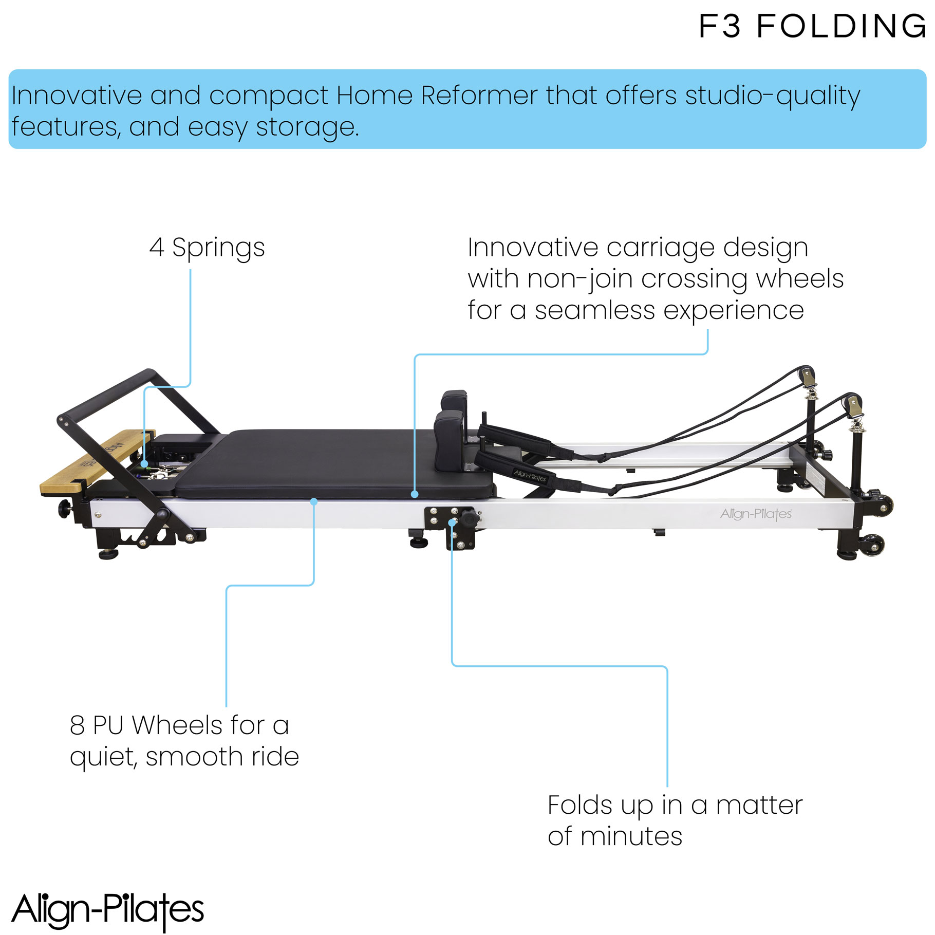 F3 Home Folding Pilates Reformer Bundle | Align-Pilates